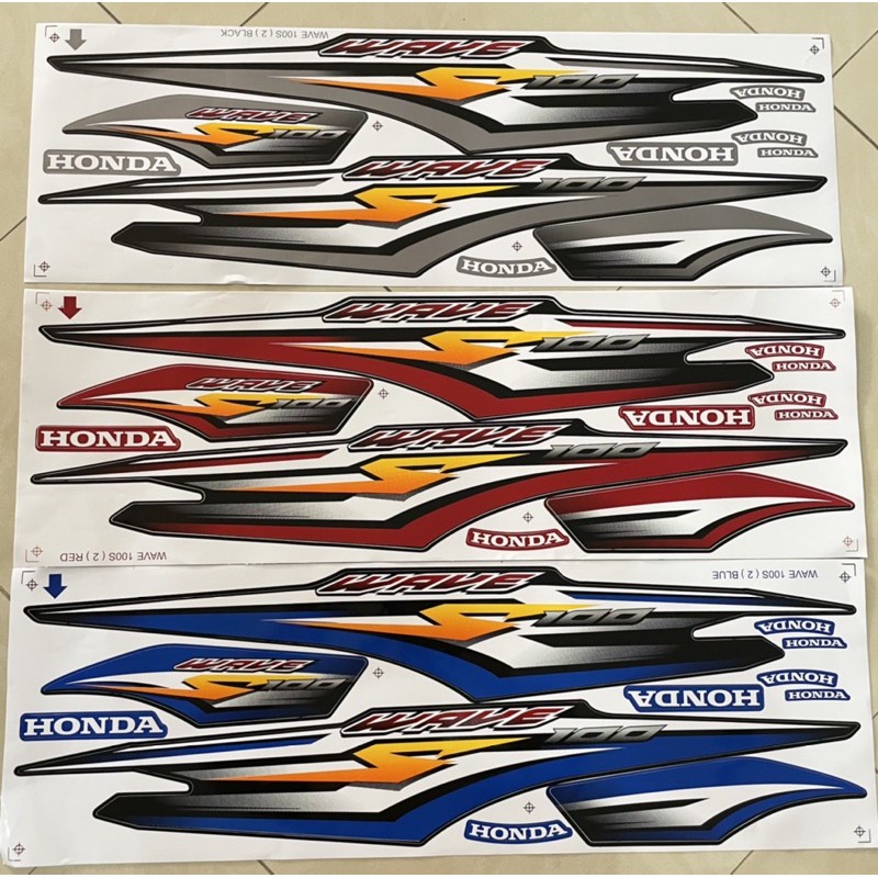 Sticker body cover set (2) honda wave100s wave 100r wave100r wave 100s ...