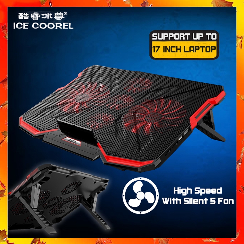 ICE COOREL A2 Notebook 5 Fans Cooling Pad Silent 17 Inch Laptop Cooler ...