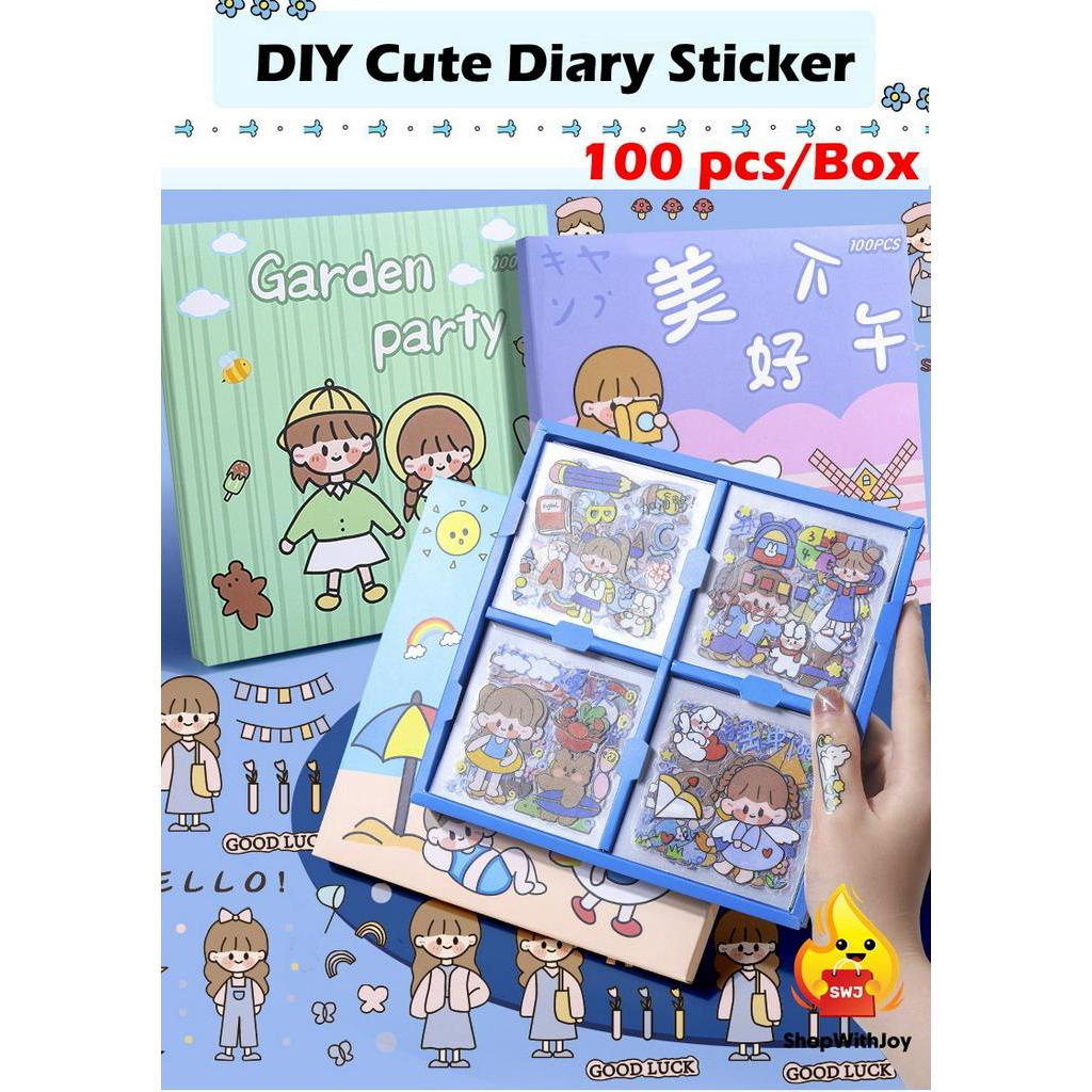 【ShopWithJoy】100 Pcs Cute Girl Cartoon Stickers DIY Cute Sticker Set ...
