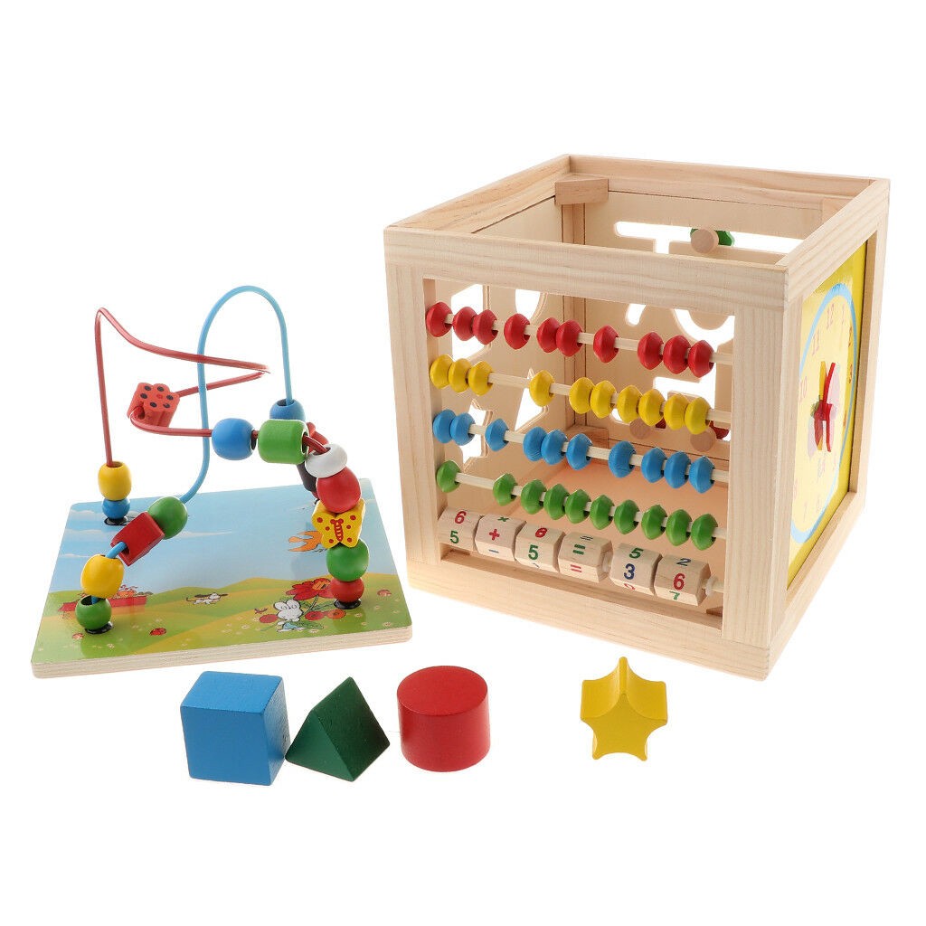 Kiub Kayu Mainan Aktiviti Pembelajaran Kanak-Kanak Wooden 5 in 1 ...