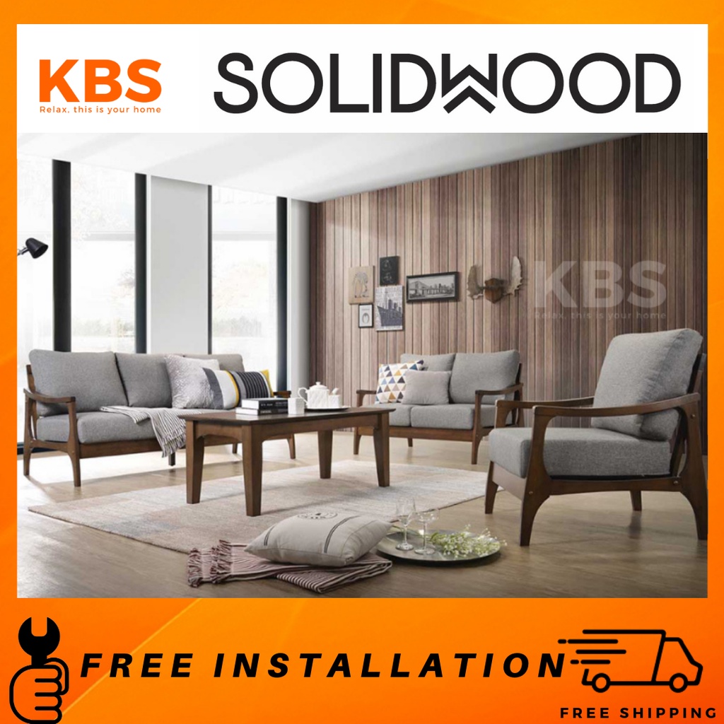 (FREE Installation + Shipping) KBS Styliva Wooden Sofa Set / FULL SOLID ...