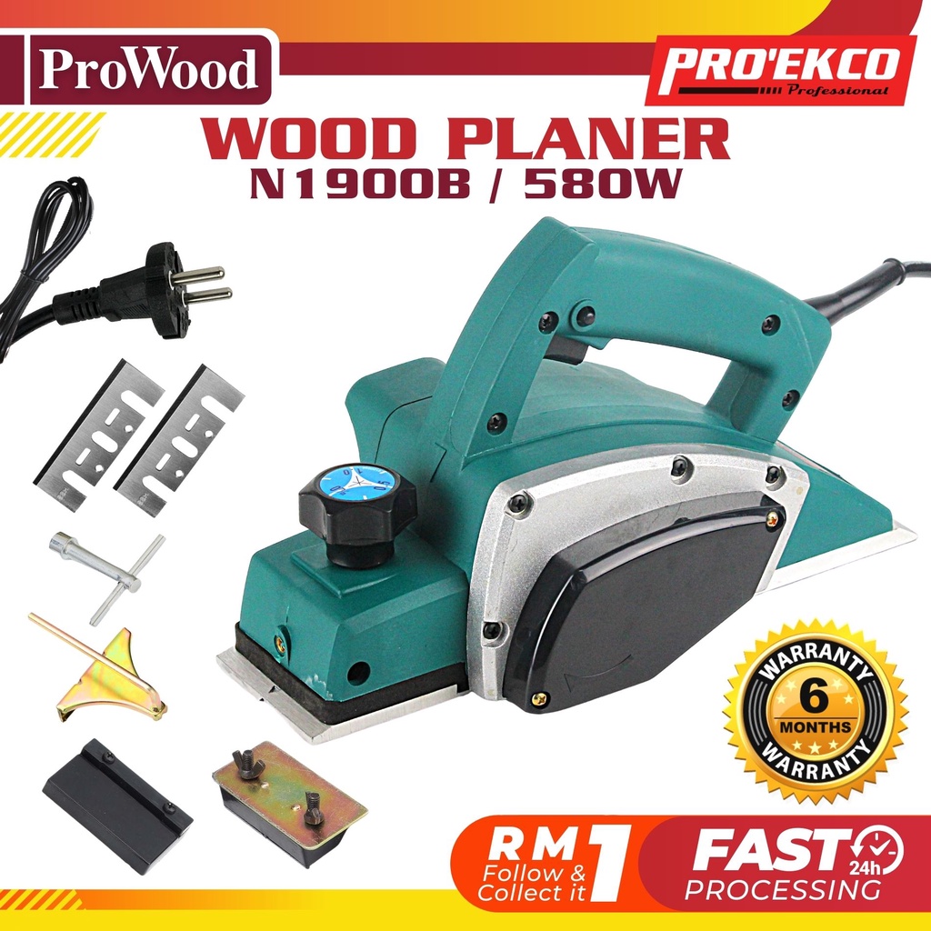 PRO' EKCO N1900B Corded Electric Wood Power Planer 580W 220V Ketam Kayu Professional Tools 木鉋機 ...