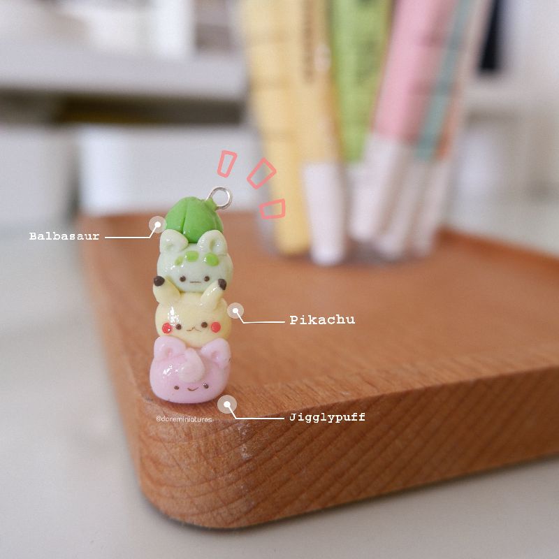 Pokemon Pikachu Stack Keychain Handmade Polymer Clay Charm | Shopee ...