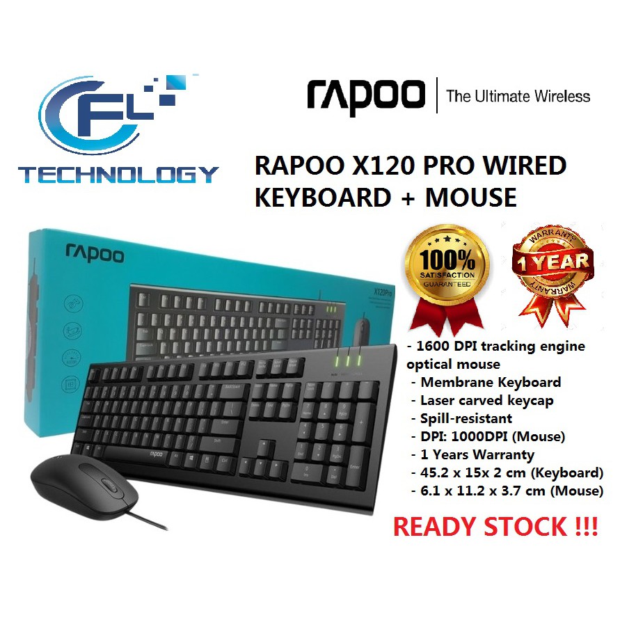 RAPOO KEYBOARD MOUSE X120 PRO ( COMBO ) USB | Shopee Malaysia
