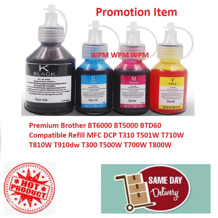 Premium Brother BT6000 BT5000 BTD60 Compatible Refill Ink MFC DCP T310 T510W T710W T810W T910dw ...