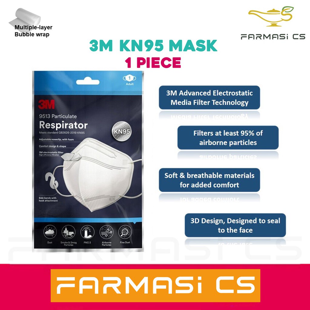 3M 9513 Particulate Respirator KN95 1 Piece (WHITE) [ PM 2.5 Respirator, Face mask ] | Shopee ...
