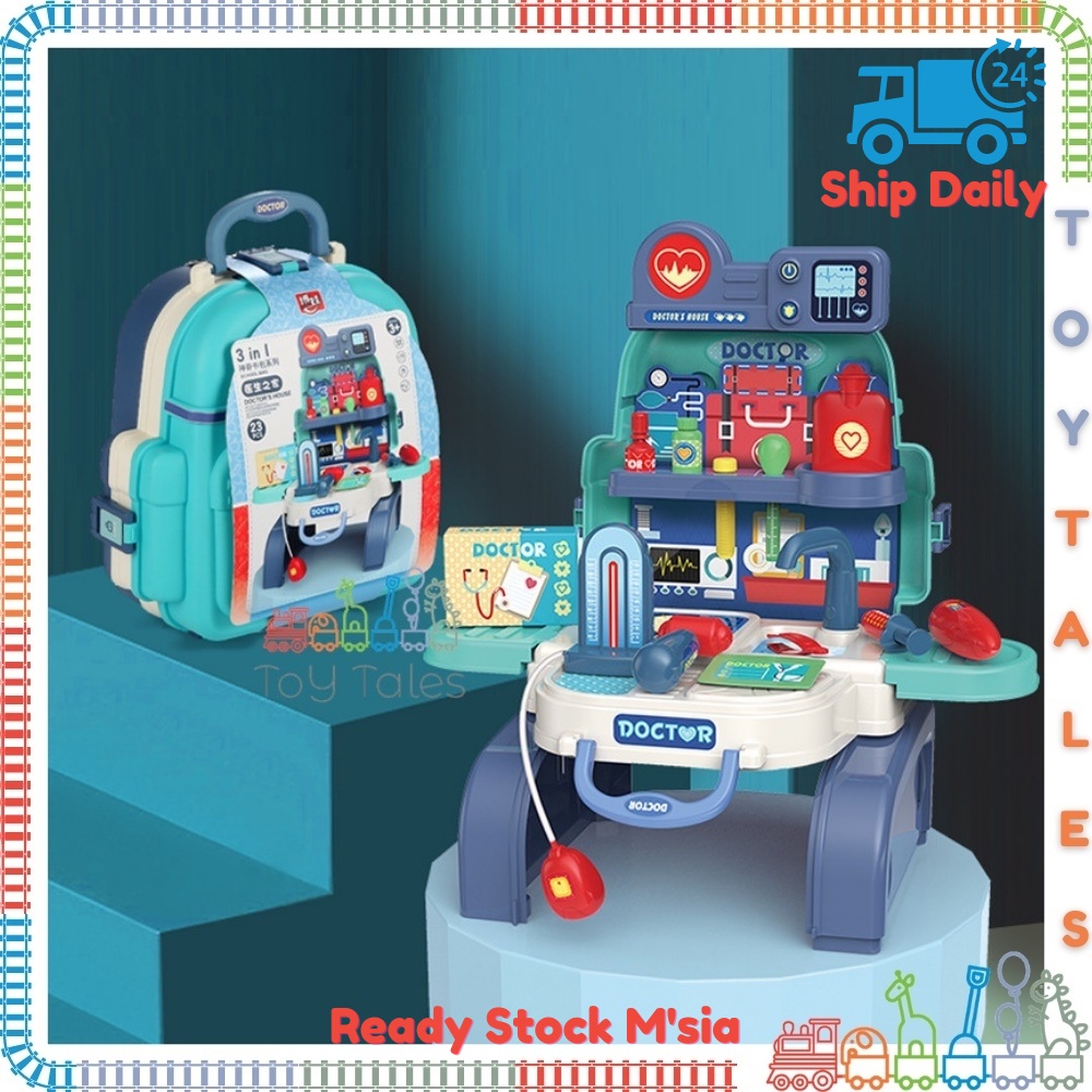 Doctor Backpack Toy 3-in-1 Mini Foldable Suitcase Nurse Medical ...