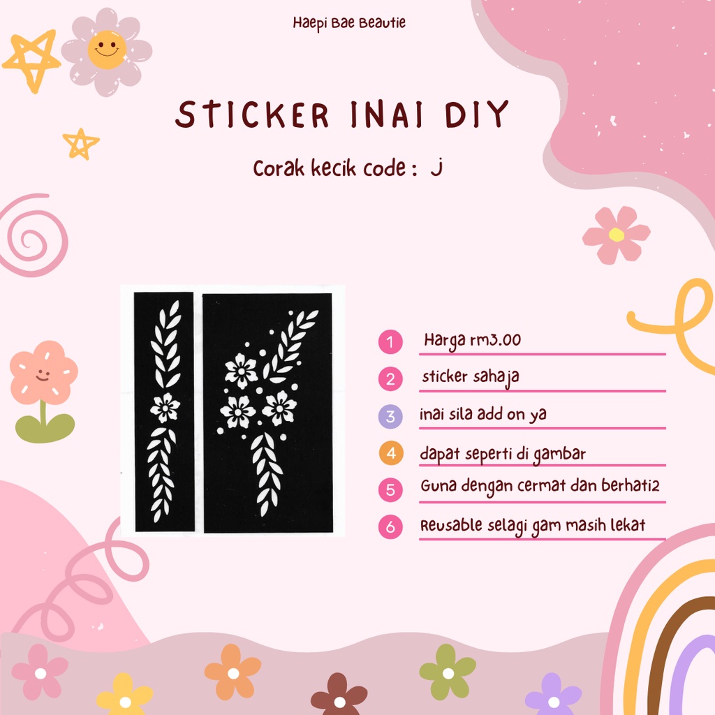 sticker inai tangan design kecik stiker inai corak menarik inai ...