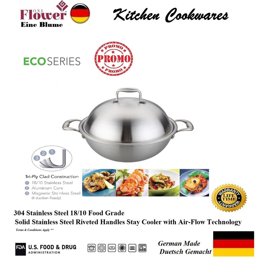ONE FLOWER ECO SERIES WOK PAN 30CM/28CM | Shopee Malaysia