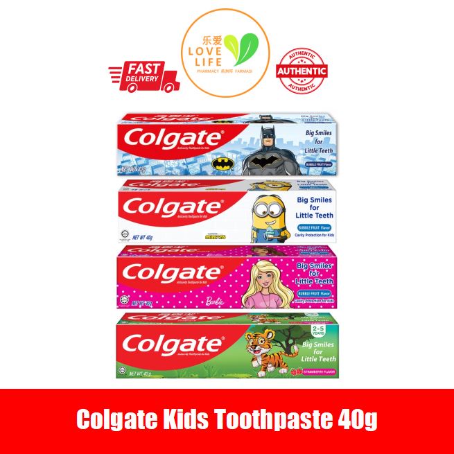 Colgate Toothpaste for Kids 40g Barbie / Minions / Batman / Tiger ...