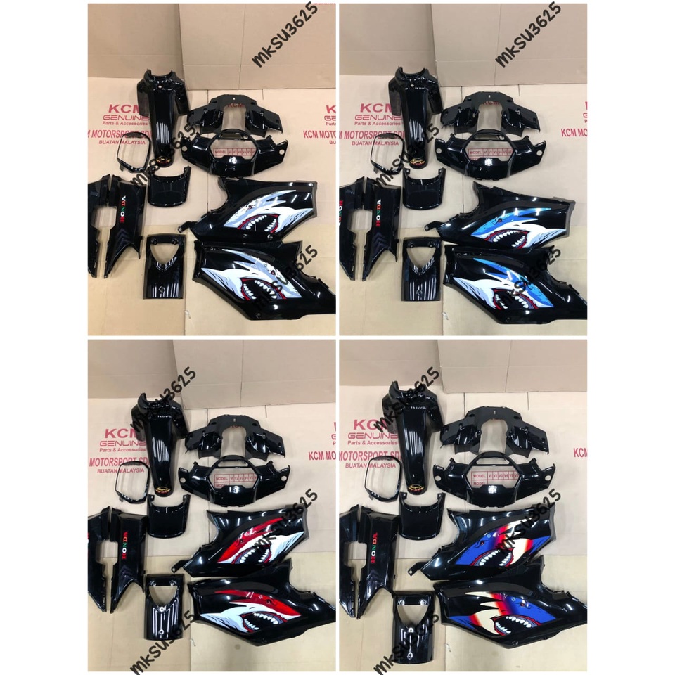 EX5 DREAM 110/EX5 DREAM 110 FI BODY COVER SET (SIAP TAMPAL STICKER ) BLACK SHARK | Shopee Malaysia