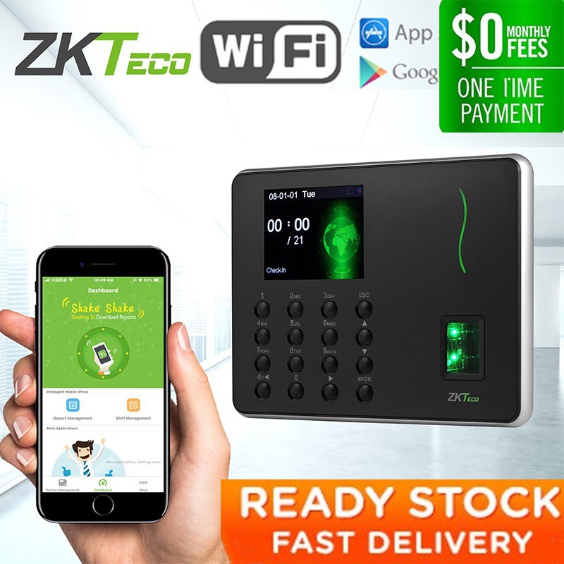ZKTeco WL10 Biometric Fingerprint Time Attendance Machine Time Clock Recorder (Free Mobile App ...