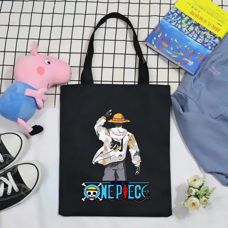 Anime One Piece Bag Canvas Tote Bag Student Bag Shopping Bag Shoulder ...