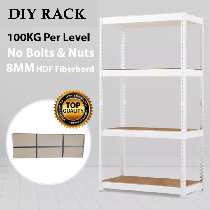2 in 1 DIY Boltless Rack White Shelving Storage Metal Rack Store Room ...