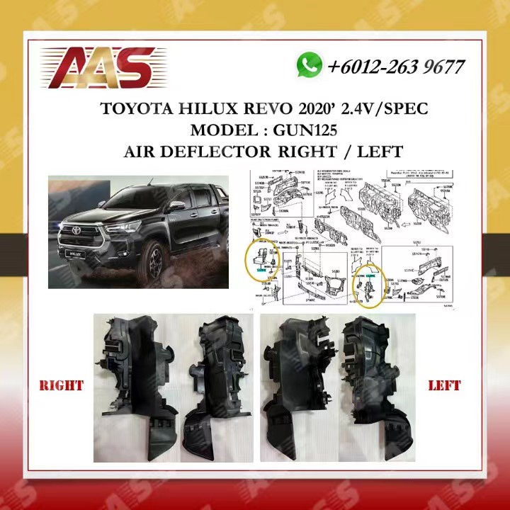 TOYOTA HILUX REVO 2020' 2.4V/SPEC GUN125 AIR REFLECTOR RIGHT / LEFT ...