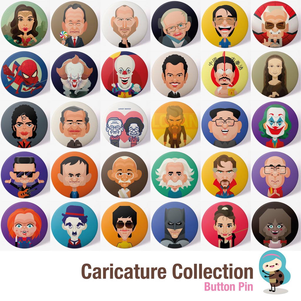 🇲🇾READY STOCK🇲🇾Caricature Cartoon Button Badge Pin | Shopee Malaysia