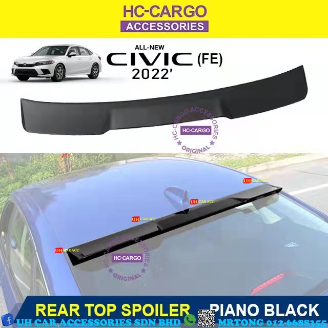 HONDA CIVIC FE 2022-2023 ABS REAR ROOF TOP SPOILER PIANO BLACK | Shopee ...