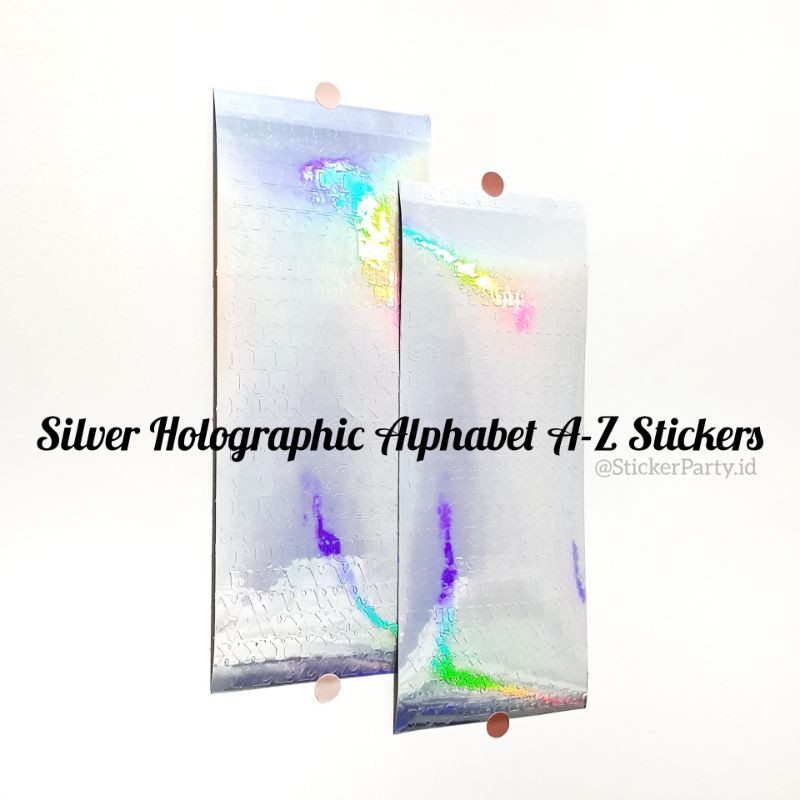 [Party Stickers] +200 PCS AZ Silver Holographic Letter Stickers ...