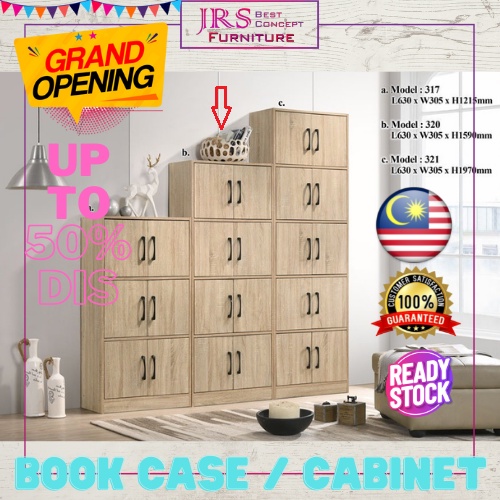 JRS 4 Tier Book Case with Door (5') / File & Multi Function Cabinet / Kabinet Buku / Rak Buku ...