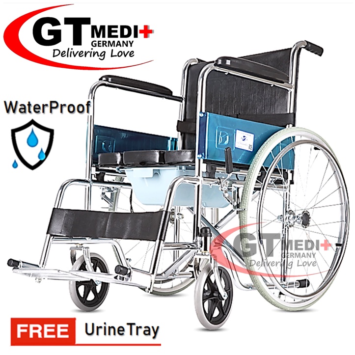 W06-PC-15 GT MEDIT GERMANY Lightweight Self Propelled Commode Toilet Foldable Wheelchair Wheel ...
