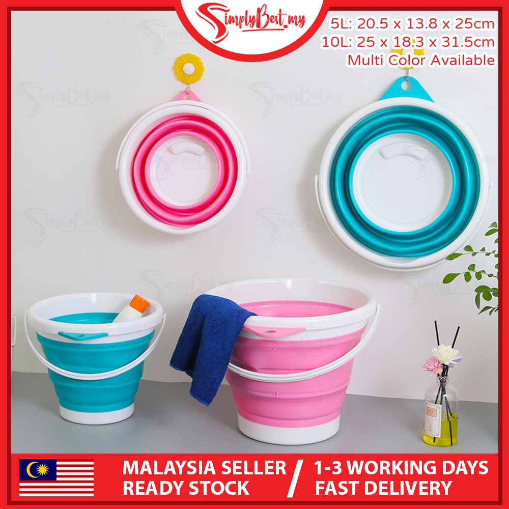 SIMPLYBEST Collapsible Bucket Strong Flexible Folding Pail Water Bucket ...