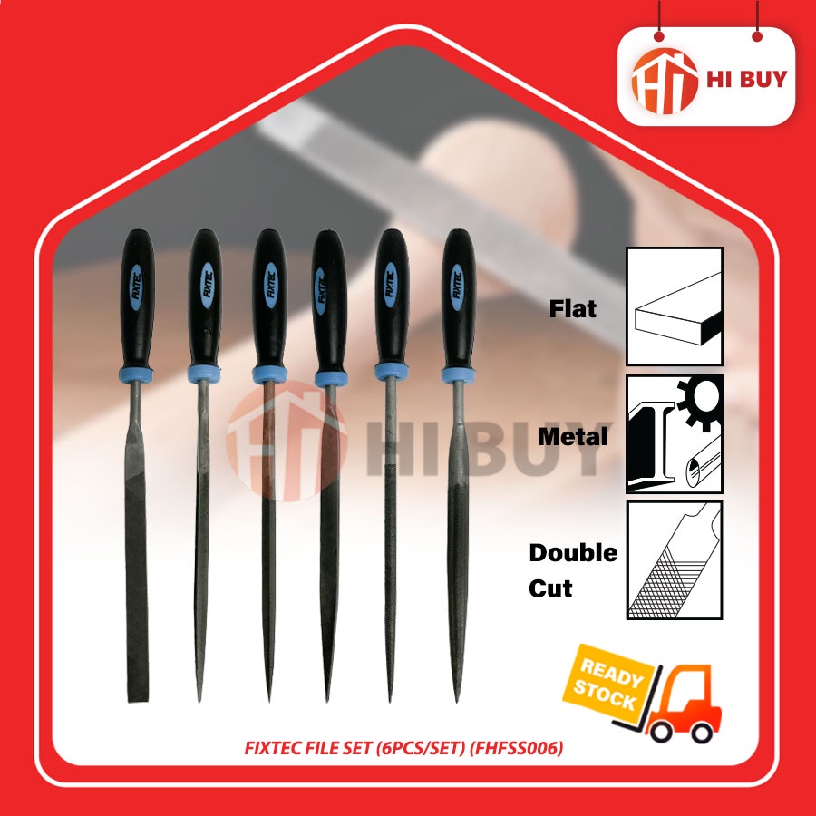 FIXTEC WOODWORKING FILE SET (6PCS) (FHFSS006)/ 160MM WOODWORKING RASP FILE SET/ ALAT KIKIR KAYU ...