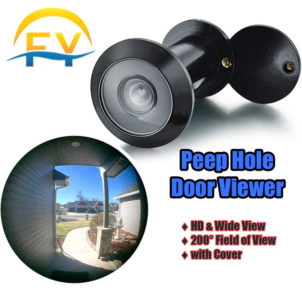 FY Peep Hole Adjustable Door Viewer Cat Eye 200-Degree With Cover Front ...
