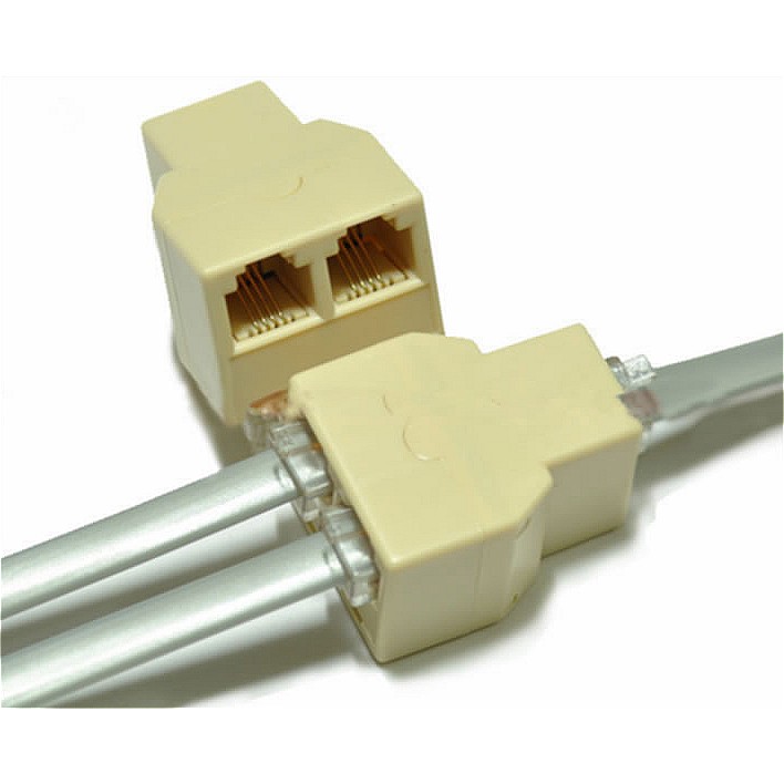 Telephone three-way head telephone splitter one to two connectors RJ11 ...