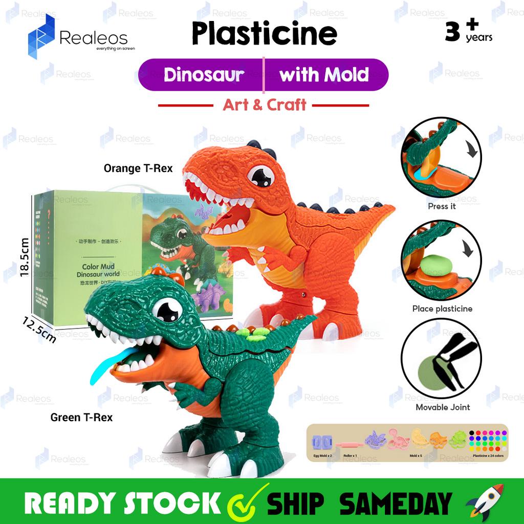 Realeos DIY Dinosaur Dino Mold Plasticine Clay Dough Kids Toy Pretend ...