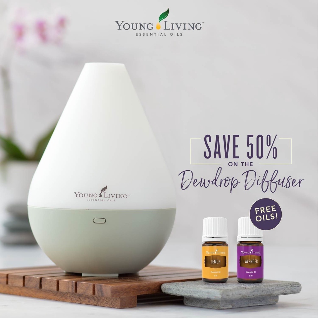Young Living Dewdrop Diffuser *180ml + FREE Lavender & Lemon*5ml ...