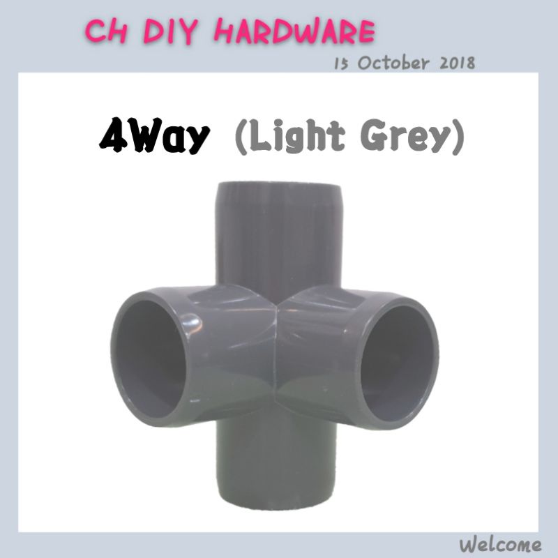 MALAYSIA SPEC 15MM (1/2") PVC PIPE FITTING 3WAY, 4WAY, 5WAY, CROSS TEE ...