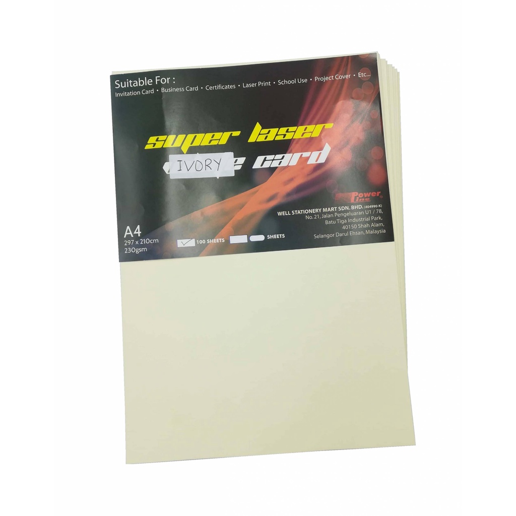 A4 Super Laser Card 230 gsm - 100shts / WHITE CREAM | Art Card Printing ...
