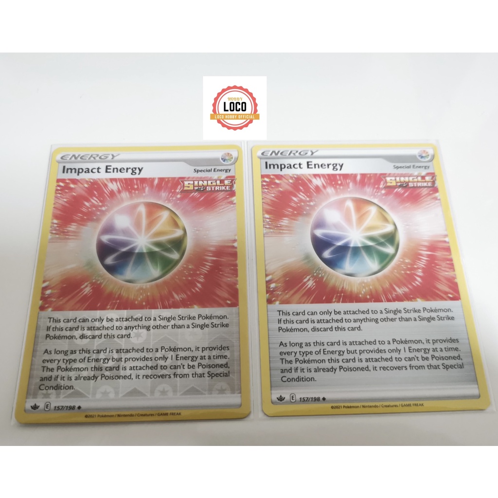 Pokemon Tcg Imapct Energy 157/198 set From Chilling Reign Booster Pack ...