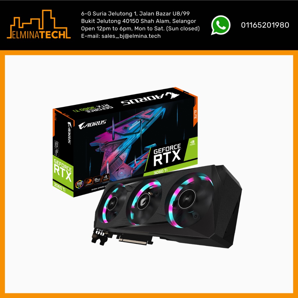 Gigabyte Aorus GeForce RTX 3060 Ti Elite 8G | Shopee Malaysia