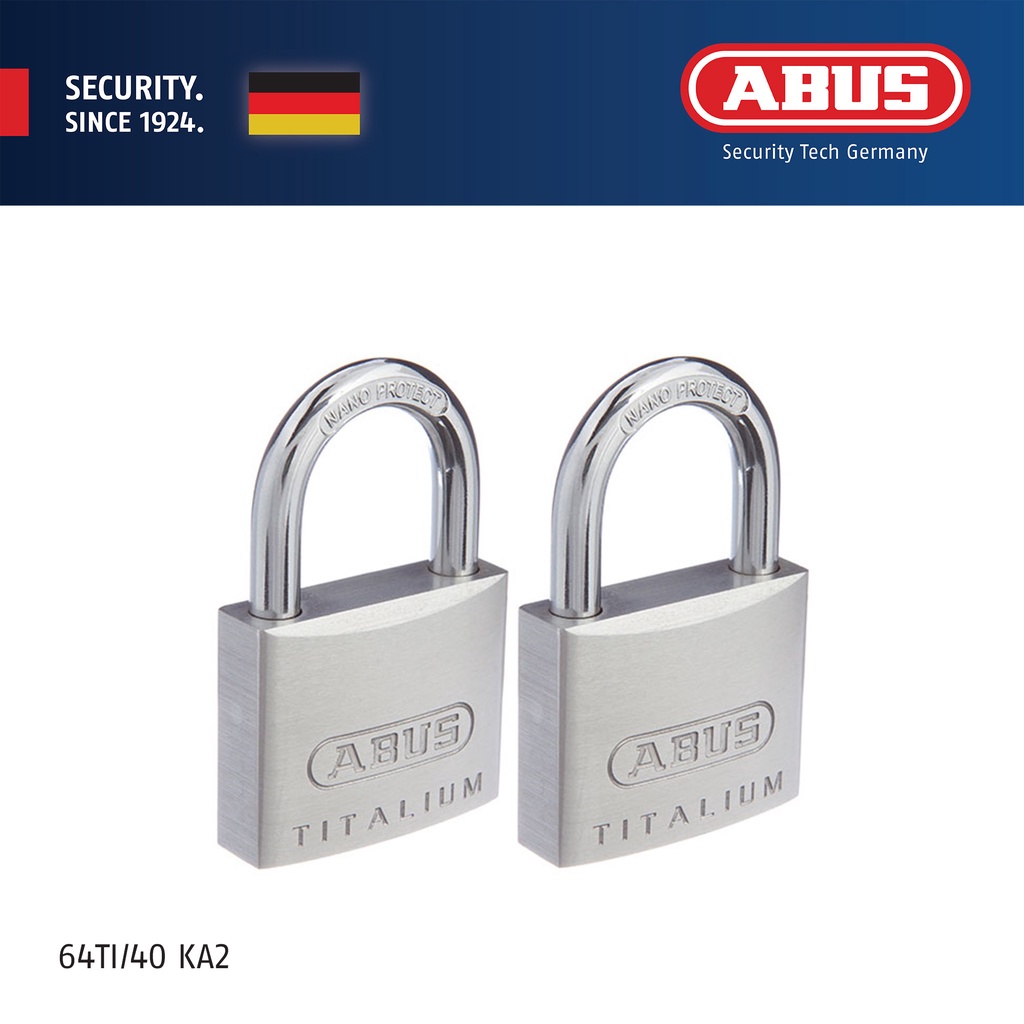 Abus 64TI/40, KA2, KA3, KA4, 64TI/40HB40, 64TI/40HB63 40mm Titalium Padlock. A New Strong, Light ...