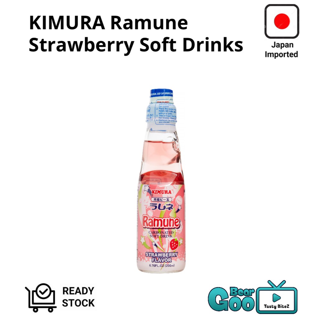 [IMPORTED FROM JAPAN] KIMURA Ramune Strawberry/Orange Soft Drinks 200ml ...
