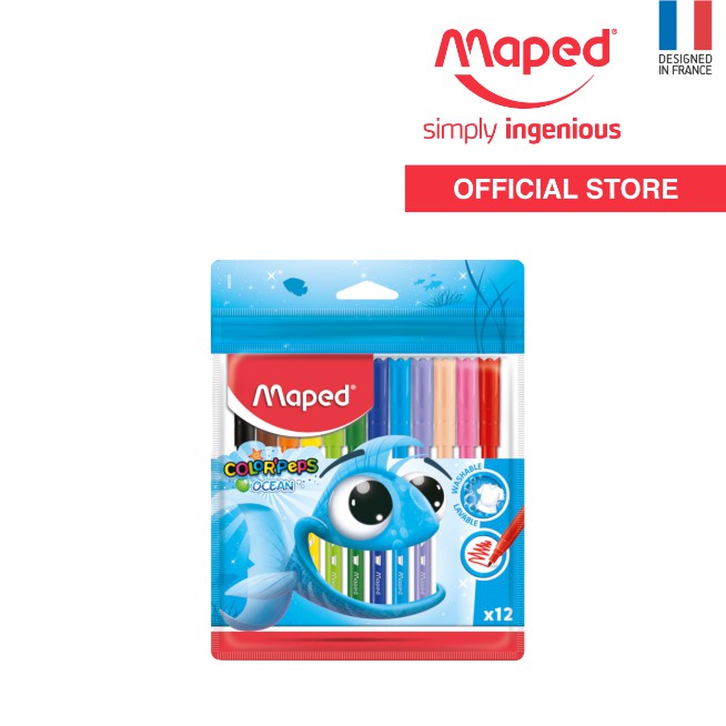 MAPED Ocean Color Peps Felt Pens (Pulse) 845720 (12 colors, Felt Tip ...