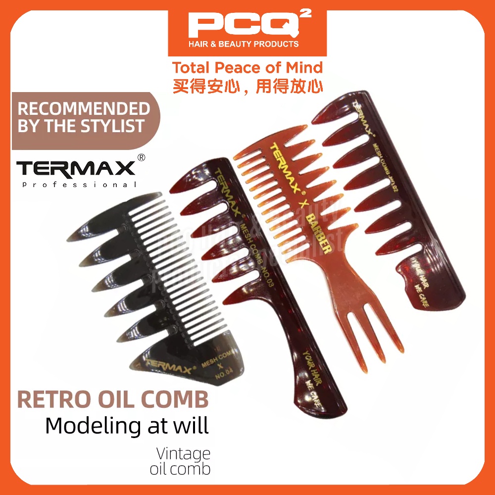 TERMAX Mesh Comb Barber Retro Oil Head Styling Hair Wide Tooth Comb ...