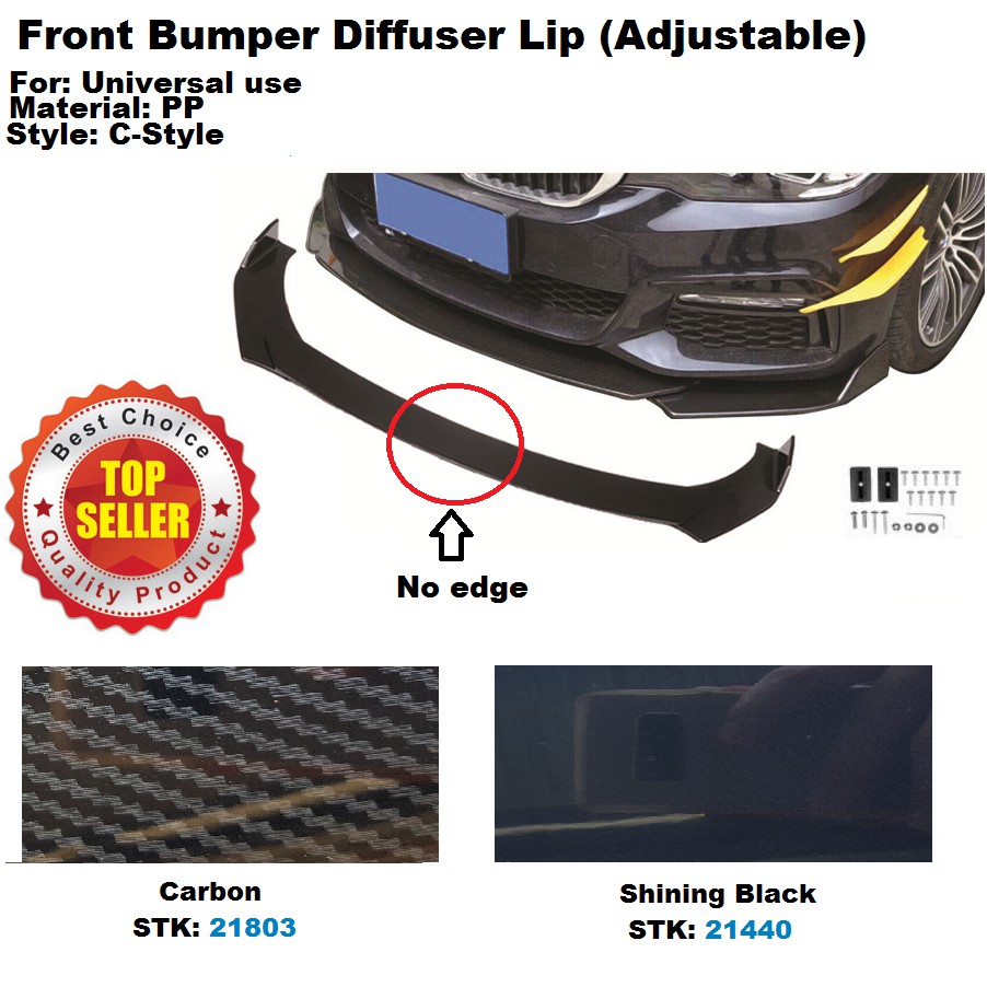 Universal C-Style Front Bumper Lip Diffuser Lips Skirt Guard Body Kit ...