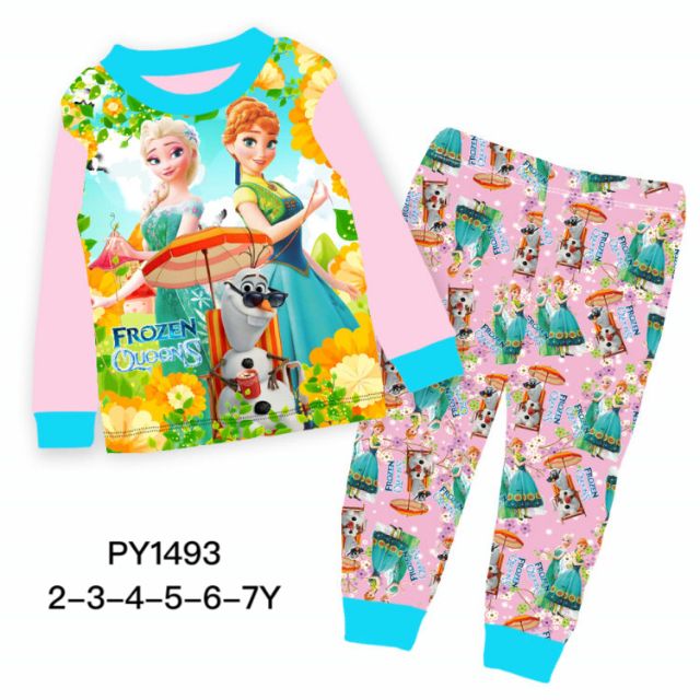Frozen Elsa Design Long Sleeved Pyjamas | Shopee Malaysia