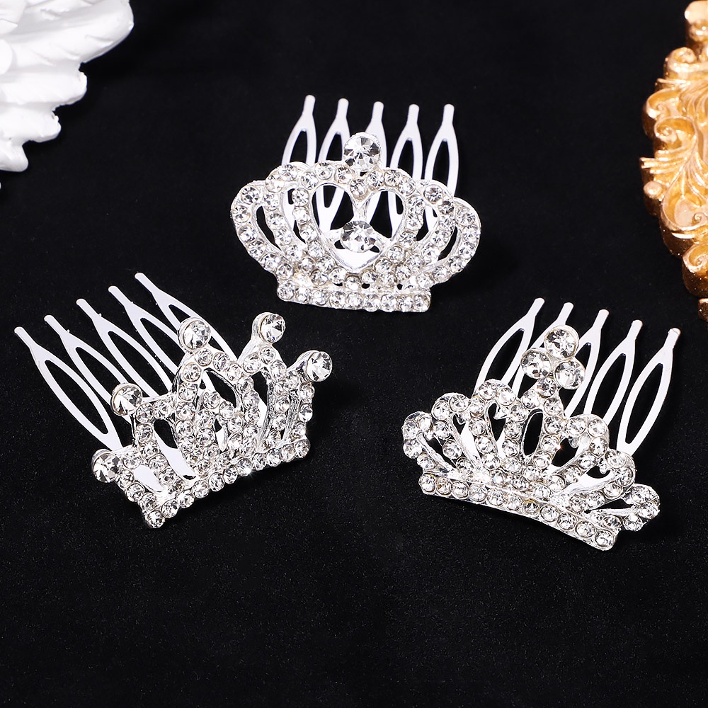 1PC Mini Nice Tiara Hair Clips Girls Kids Crystal Rhinestone Princess ...