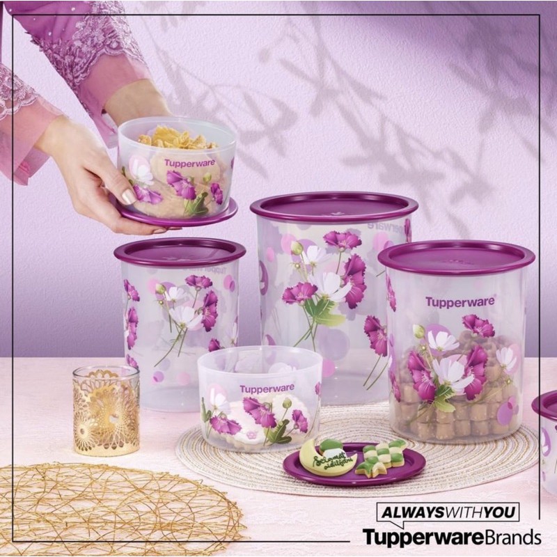 Tupperware One Touch Royal/ Garden Bloom Canister | Shopee Malaysia