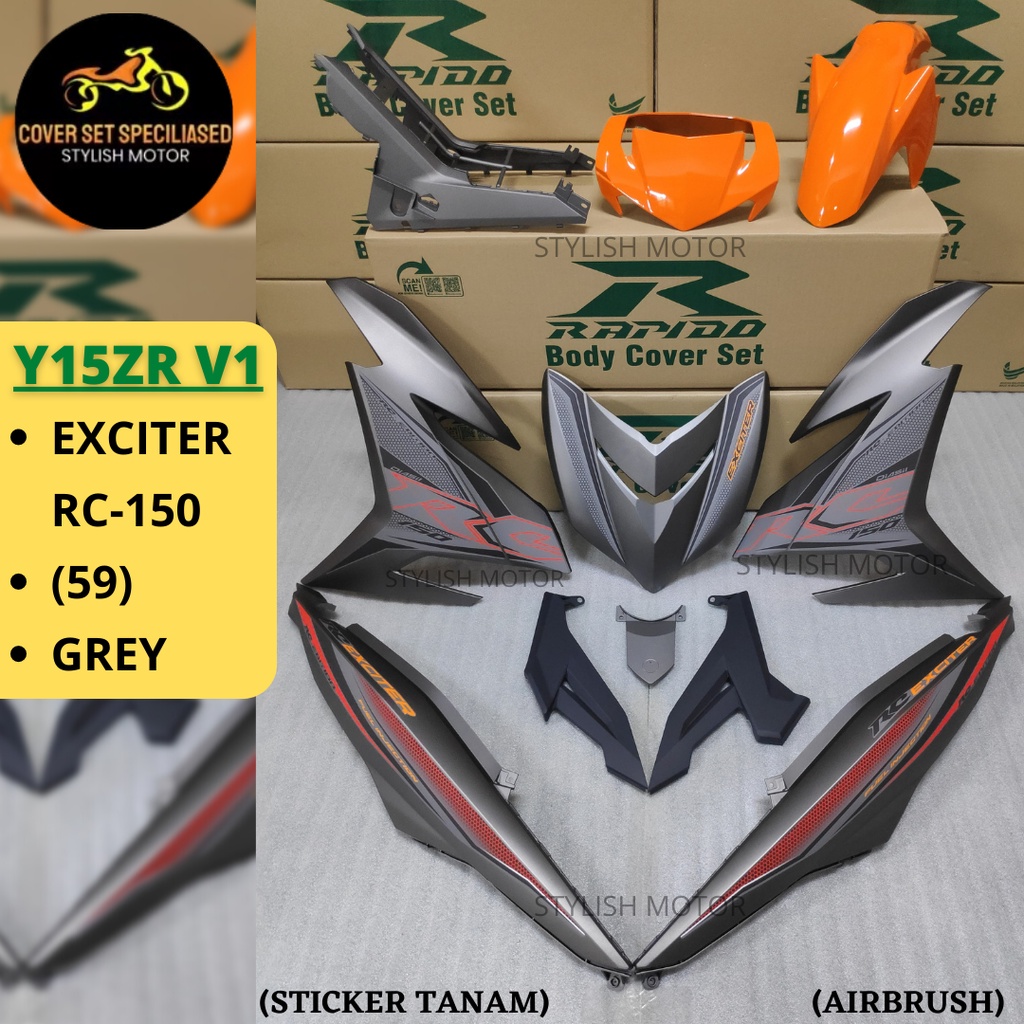(STICKER TANAM/AIRBRUSH) RAPIDO COVER SET Y15 Y15ZR V1/V2 EXCITER RC-150 (59) GREY | Shopee Malaysia