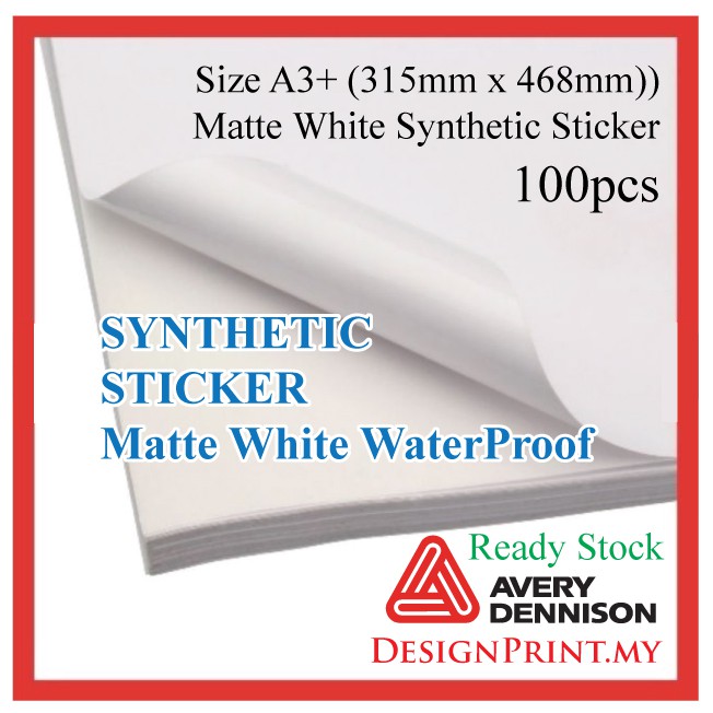 Matte White PP (Synthetic) Sticker 100pcs A3+ Water Proof Avery ...