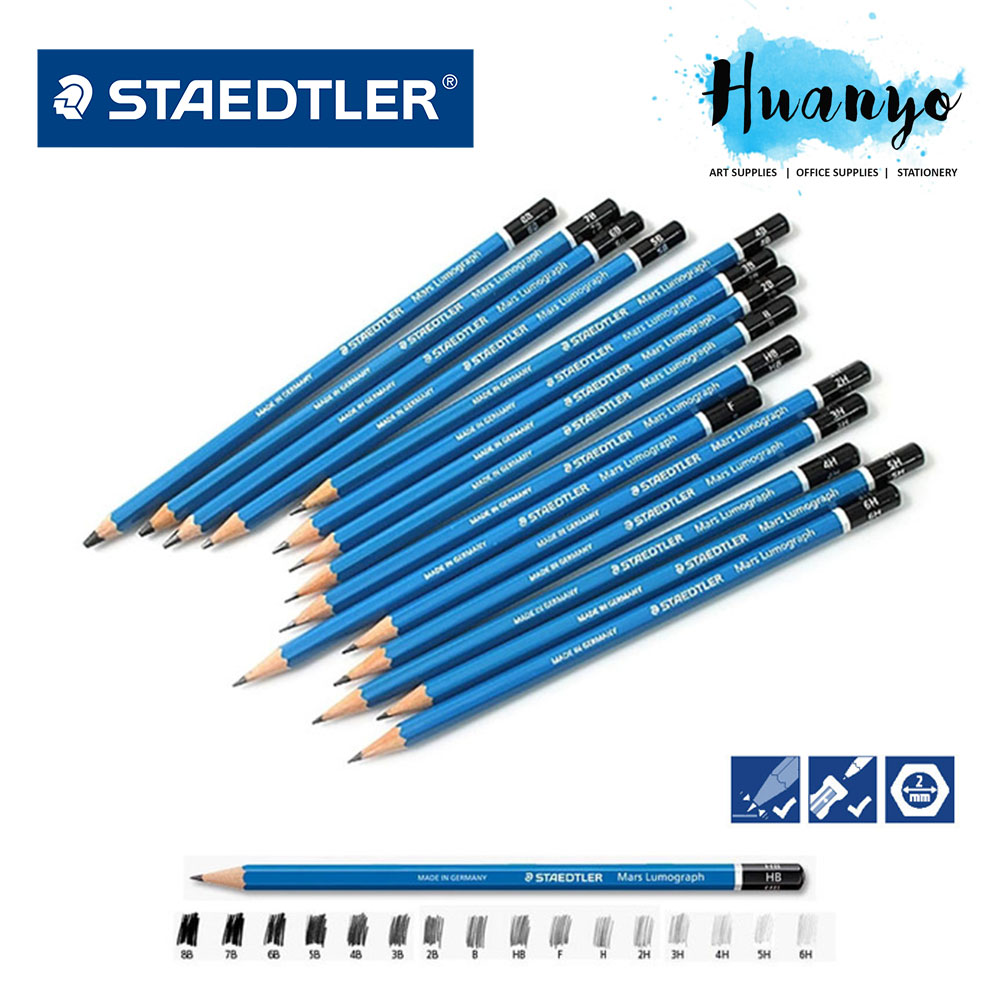 Staedtler Mars Lumograph Drawing Pencil 100 - Per Pcs (2B,3B,4B,5B,6B,7B,8B,9B,10B,12B,HB,F,H ...