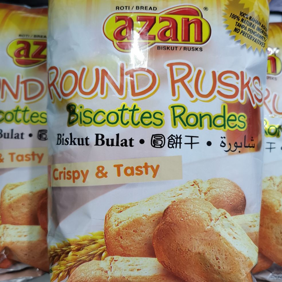 Biskut Bulat- ( 250g x 3 packs) - Azan brands ( Halal) Round Rusks ...