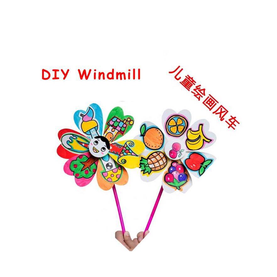 Kids Creative Craft DIY Own Creation Drawing Arts Flower Windmill for ...