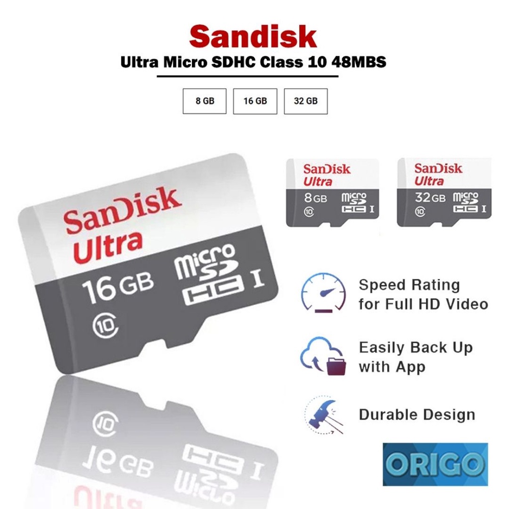 SanDisk Ultra Micro SDHC Class 10 48MBS (8GB/16GB/32GB) | Shopee Malaysia