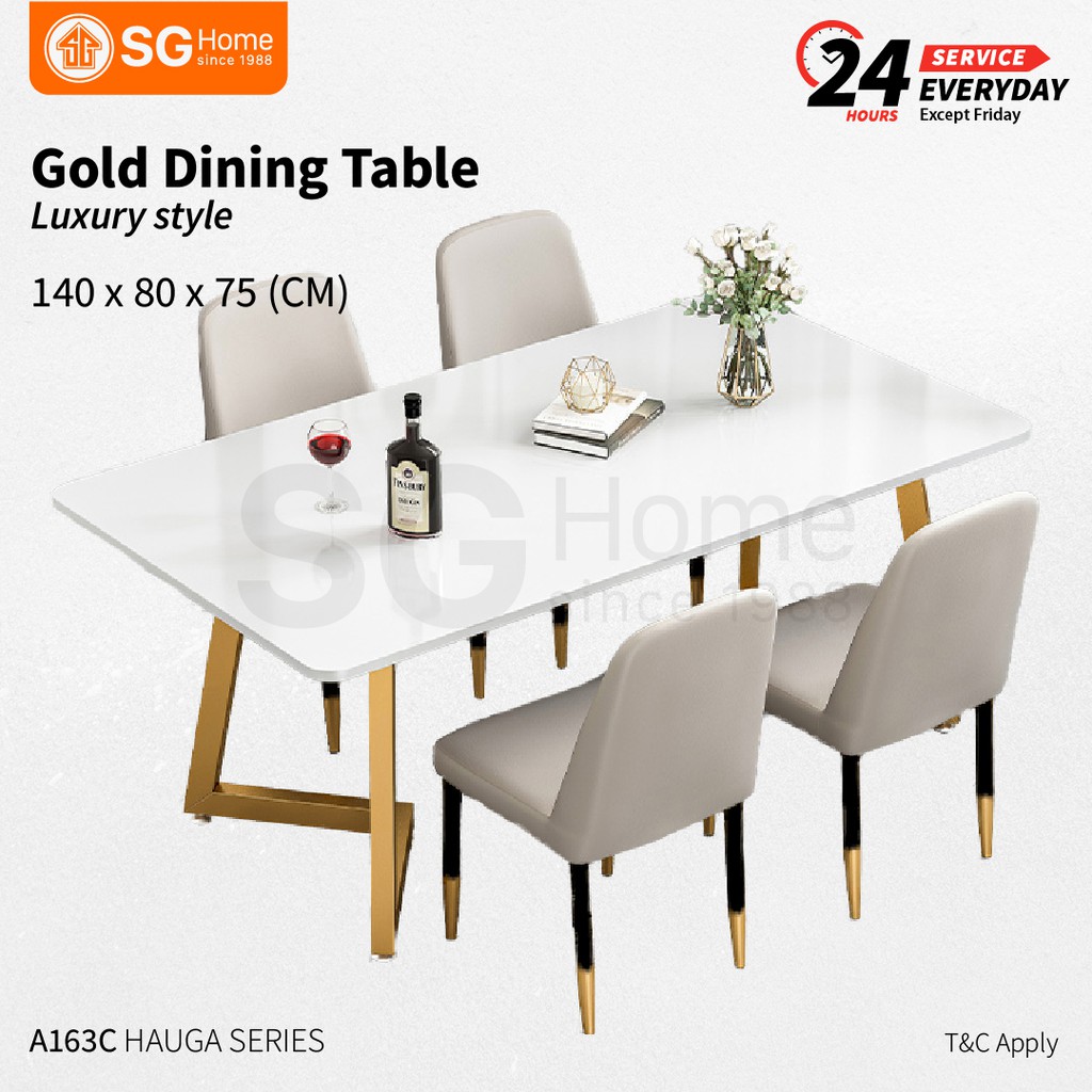 [READY STOCK] Gold Set Dining Table / Set Meja Makan (1 Dining Table ...