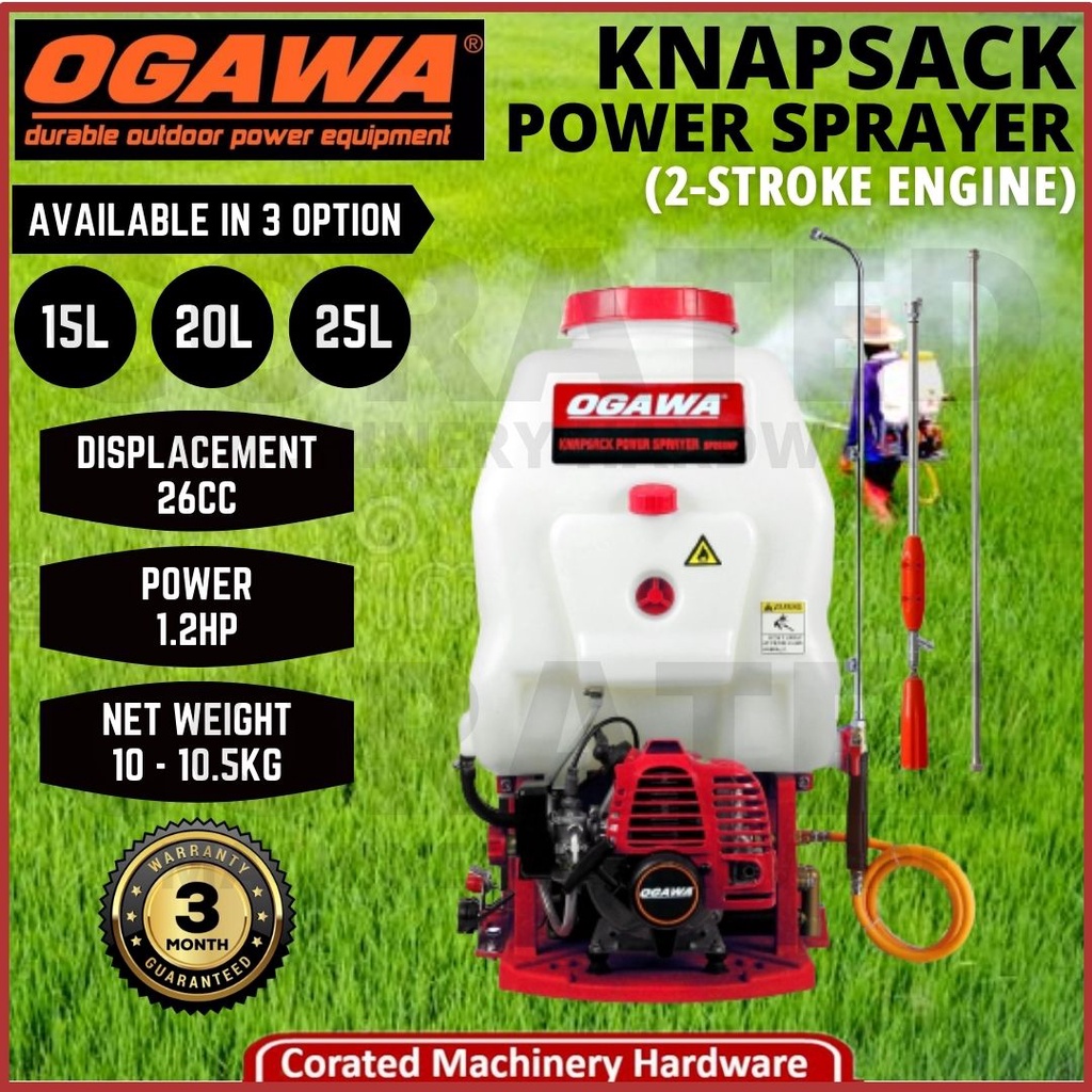 [CORATED] Ogawa Petrol Knapsack Sprayer Pump High Pressure / Pam Racun Engine 15L/20L/25L ...